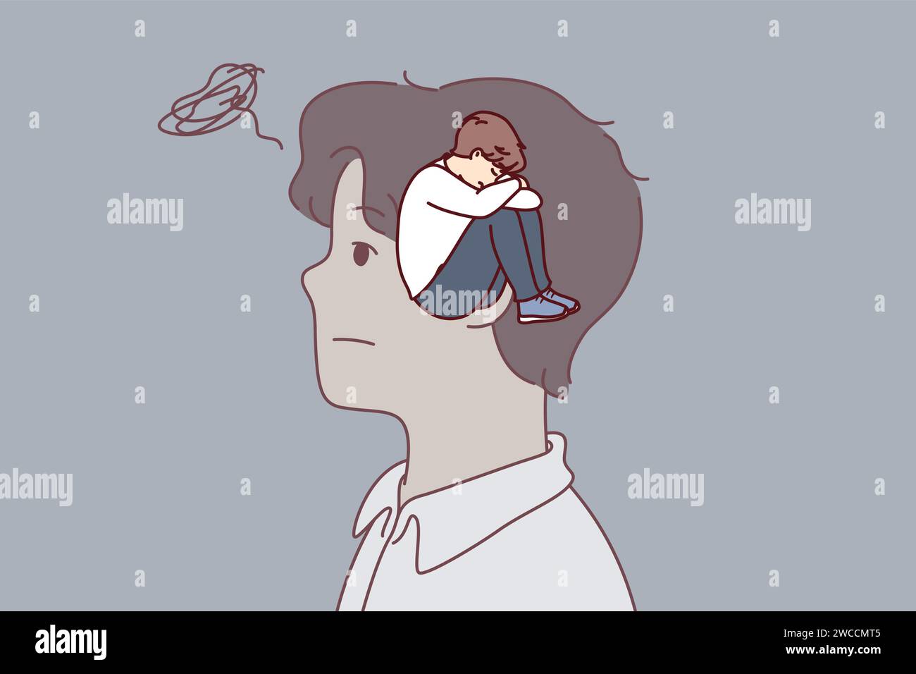 Man experiences stress due to childhood traumas and needs psychological ...