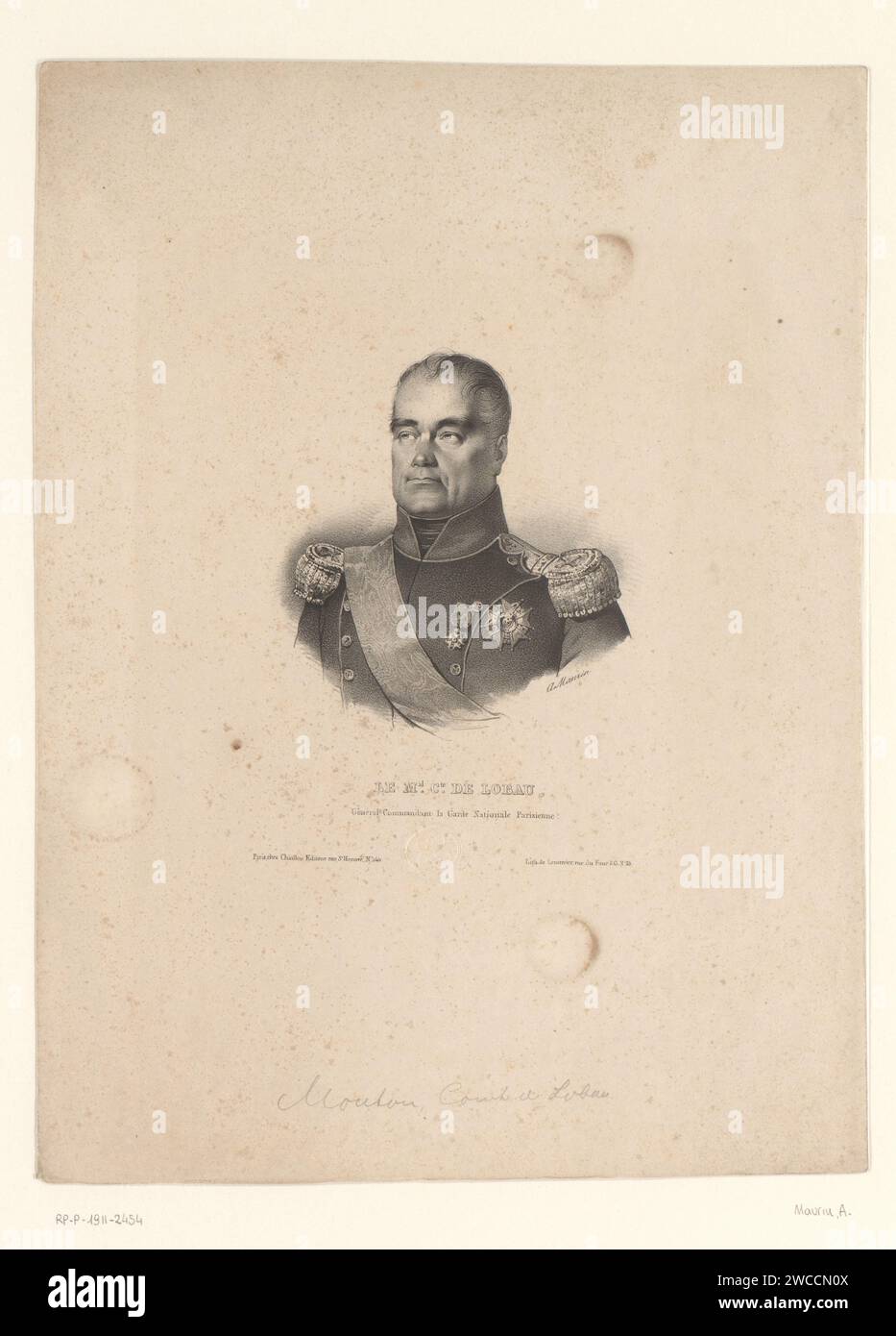 Portrait of Georges Mouton, Count of Lobau, Antoine Maurin, 1839 print ...