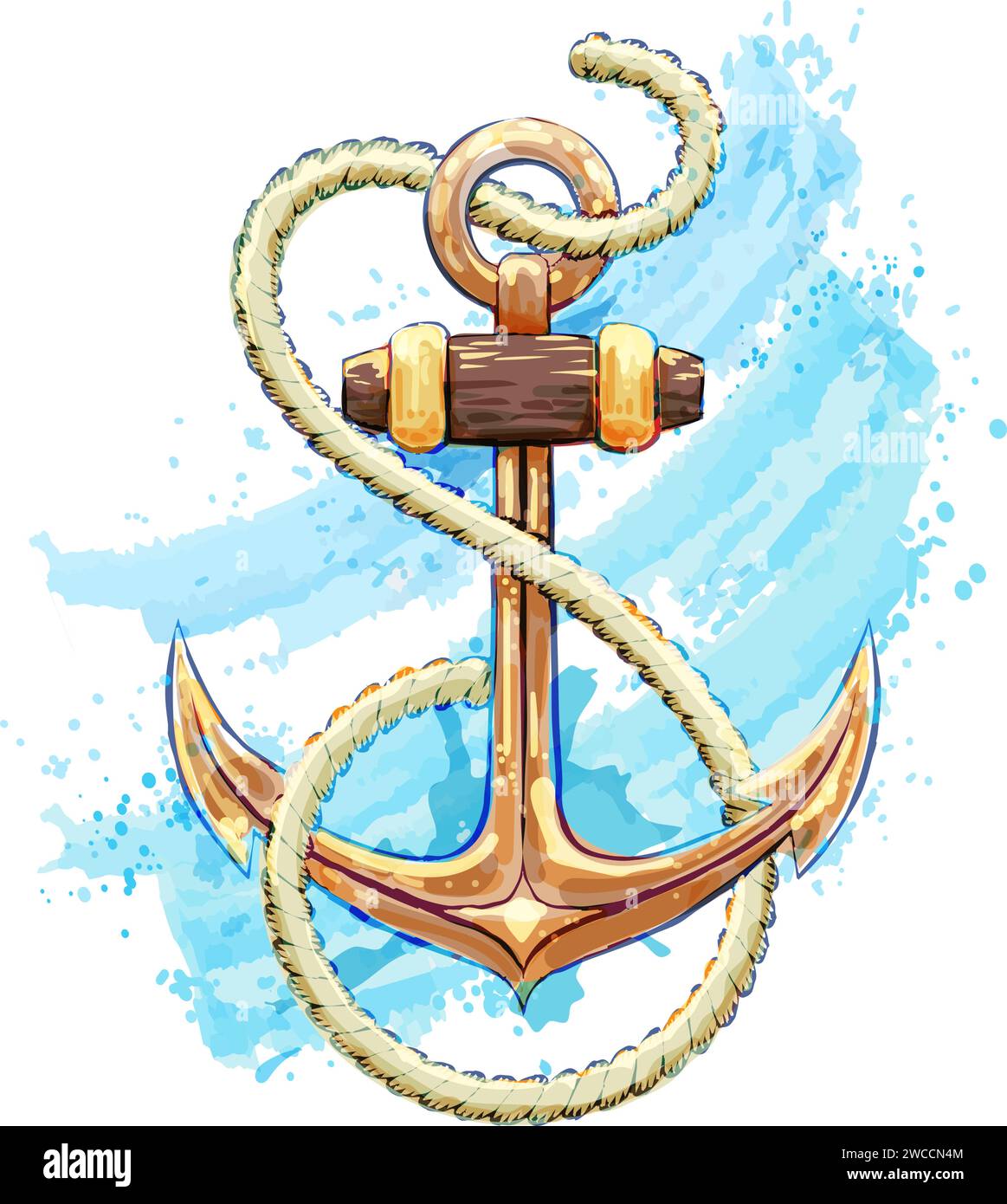 Watercolor anchor with rope Stock Vector Image & Art - Alamy Watercolor anchor with rope Stock Vector Image & Art - Alamy