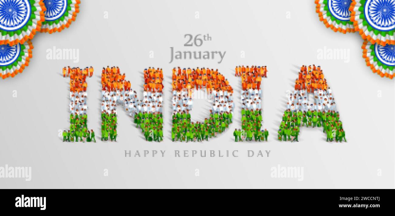 illustration of tricolor banner with Indian flag for 26th January Happy ...