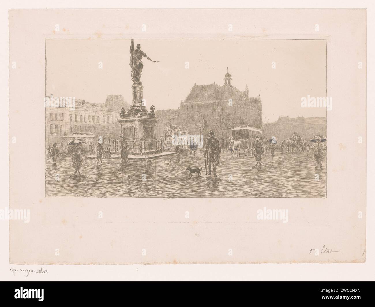 View of the Place de la Commune in Antwerp, Jules Guiette, 1862 - 1901 ...