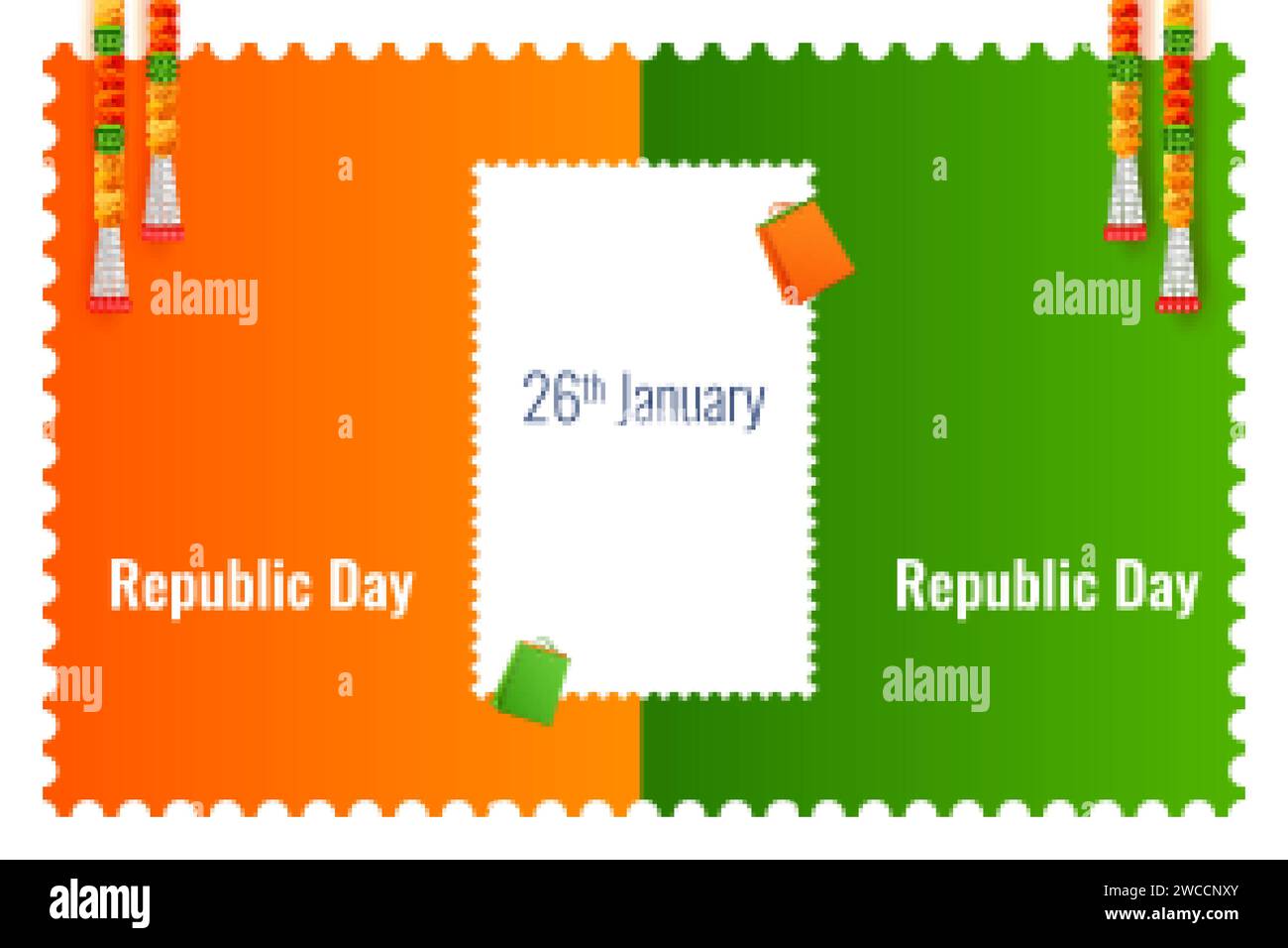 illustration of tricolor banner with Indian flag for 26th January Happy ...