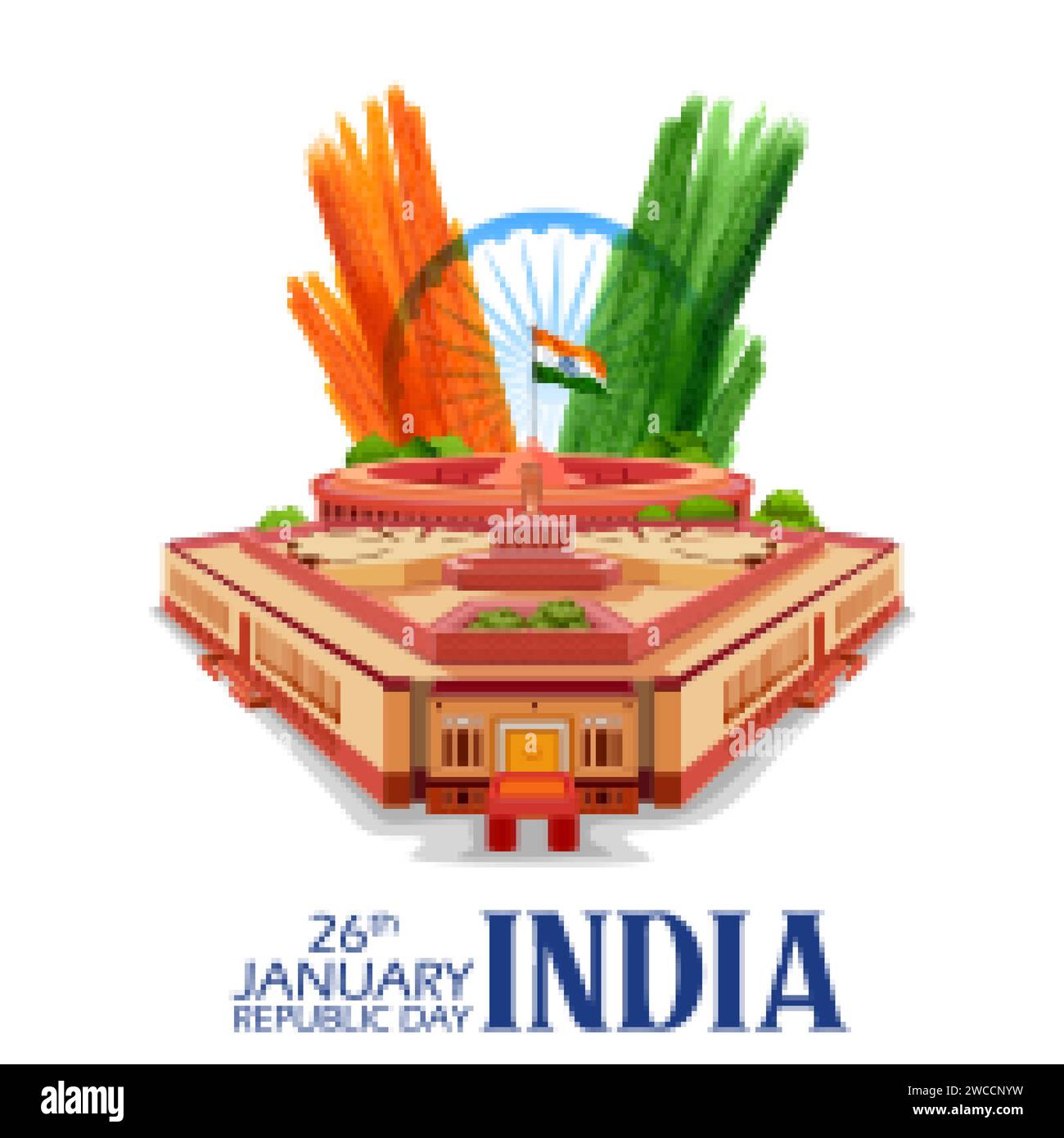 illustration of tricolor banner with Indian flag for 26th January Happy ...