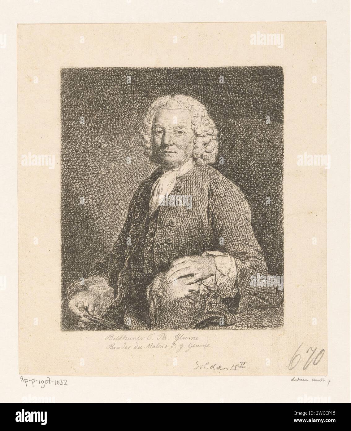 PortraT van Carl Philipp Glume, Johann Gottlieb Glume, 1750 print paper ...