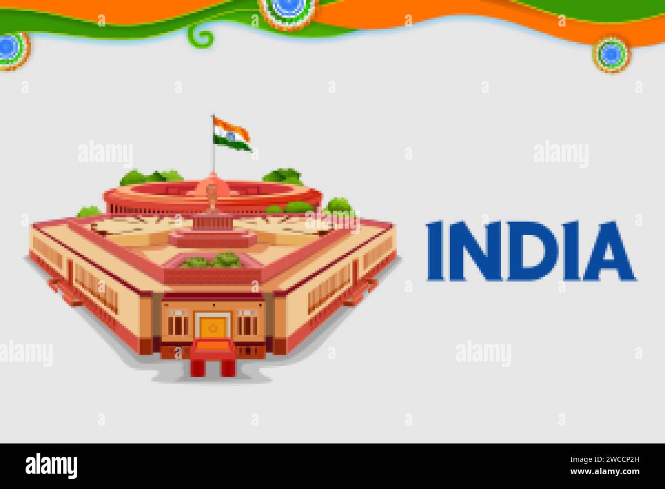 illustration of tricolor banner with Indian flag for 26th January Happy ...
