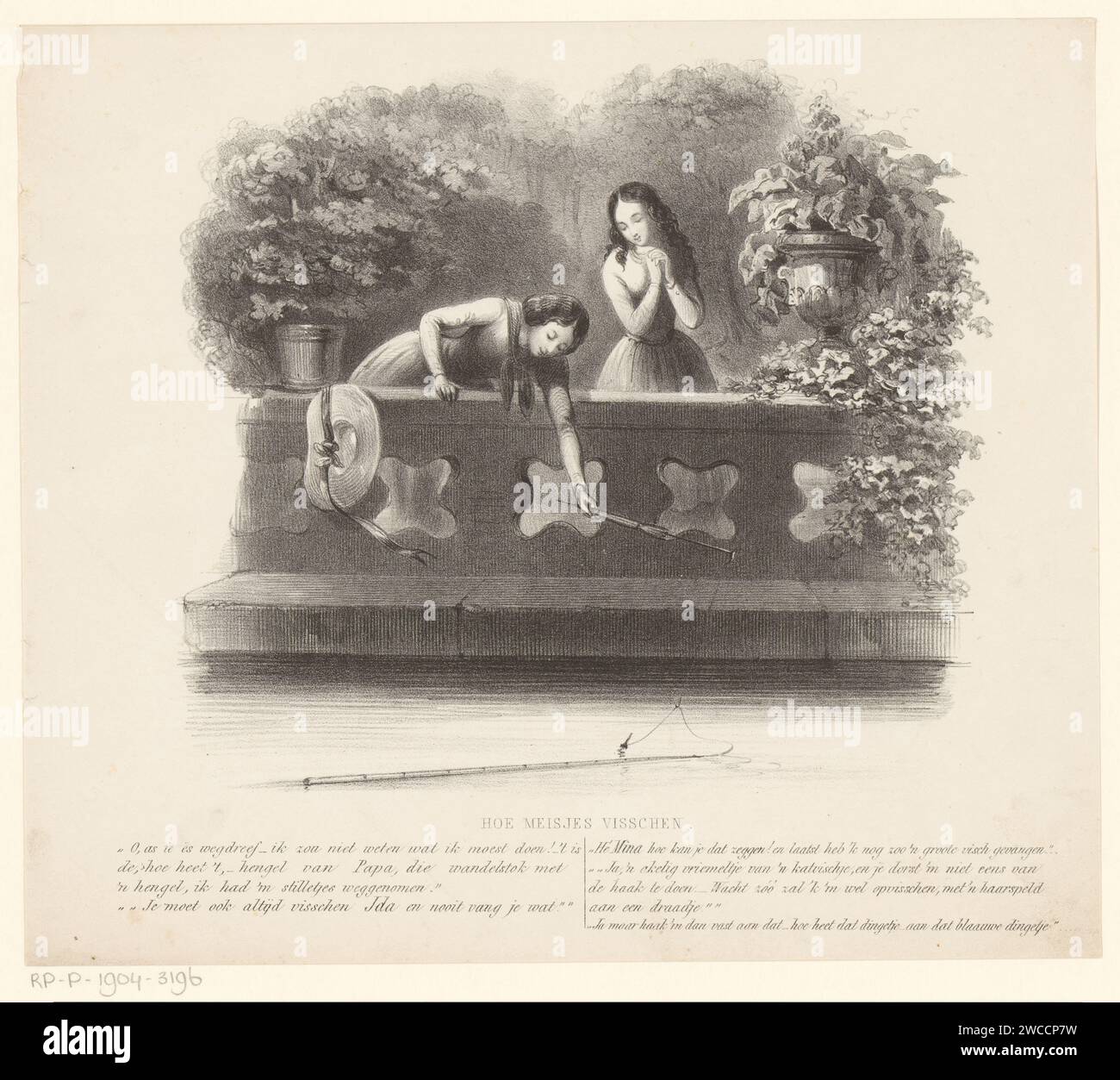 Two fishing girls, Alexander Ver Huell, 1832 - 1897 print A girl is ...
