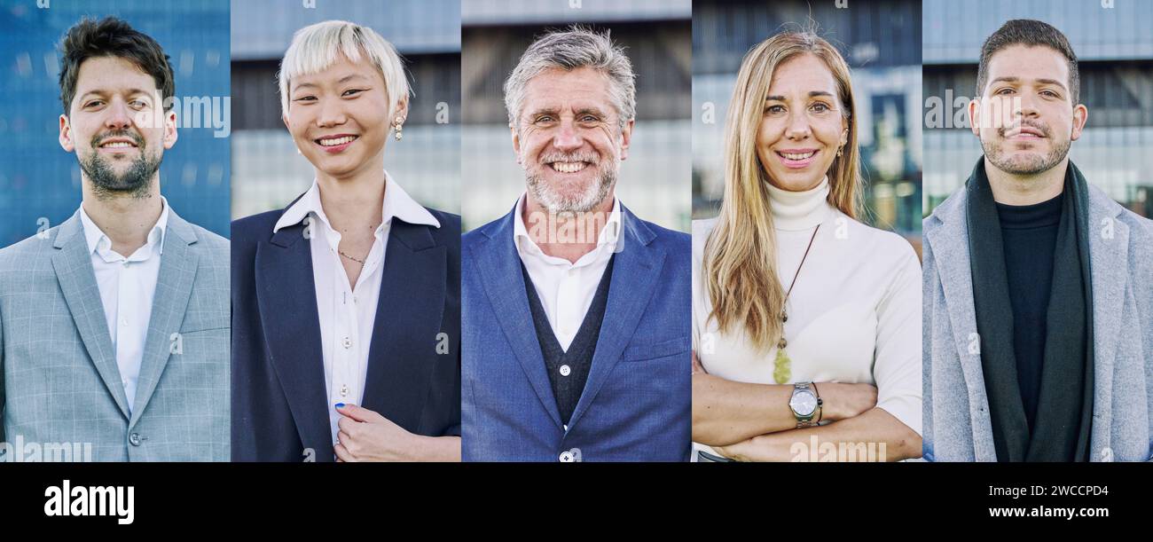 people of different age looking at camera collage mosaic horizontal ...