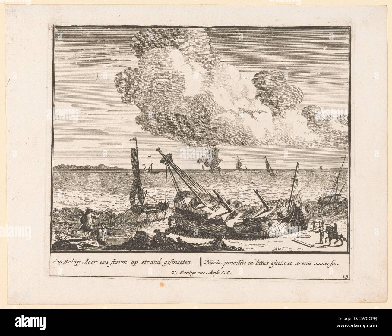 Ship hit by a storm on the beach, Pieter van den Berge, Wilhelmus ...
