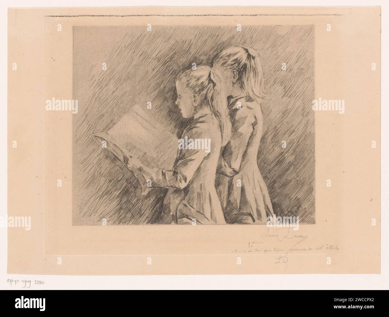 Two girls sing from sheet music, Louise Danse, 1877 - 1909 print paper ...