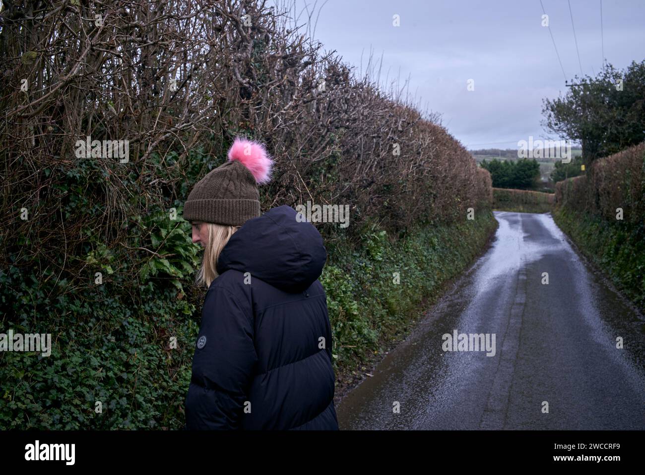 © 2023 John Angerson Girl with brightly coloured bobble hat, Compton ...