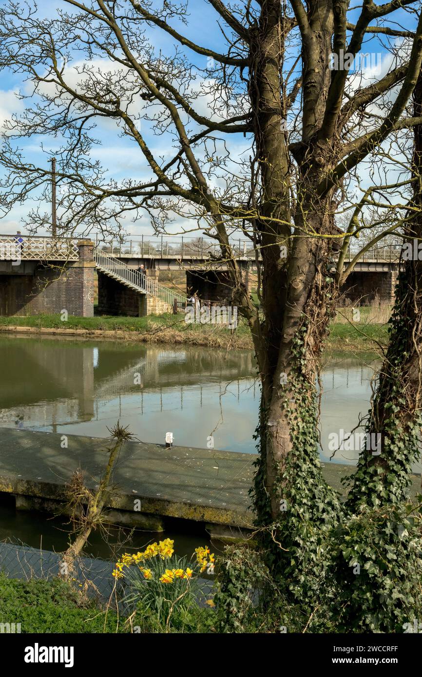 Railway Bridge, River Nene, Peterborough UK Stock Photo - Alamy