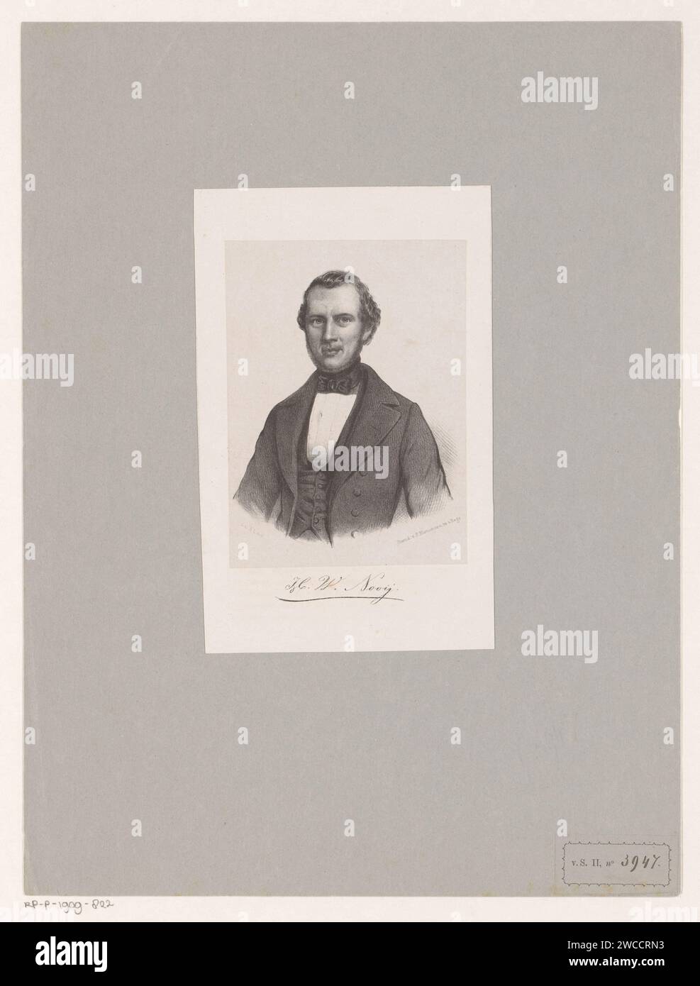 Portrait of H.W. Nooy, Carel Christiaan Antony Last, 1858 print Under ...