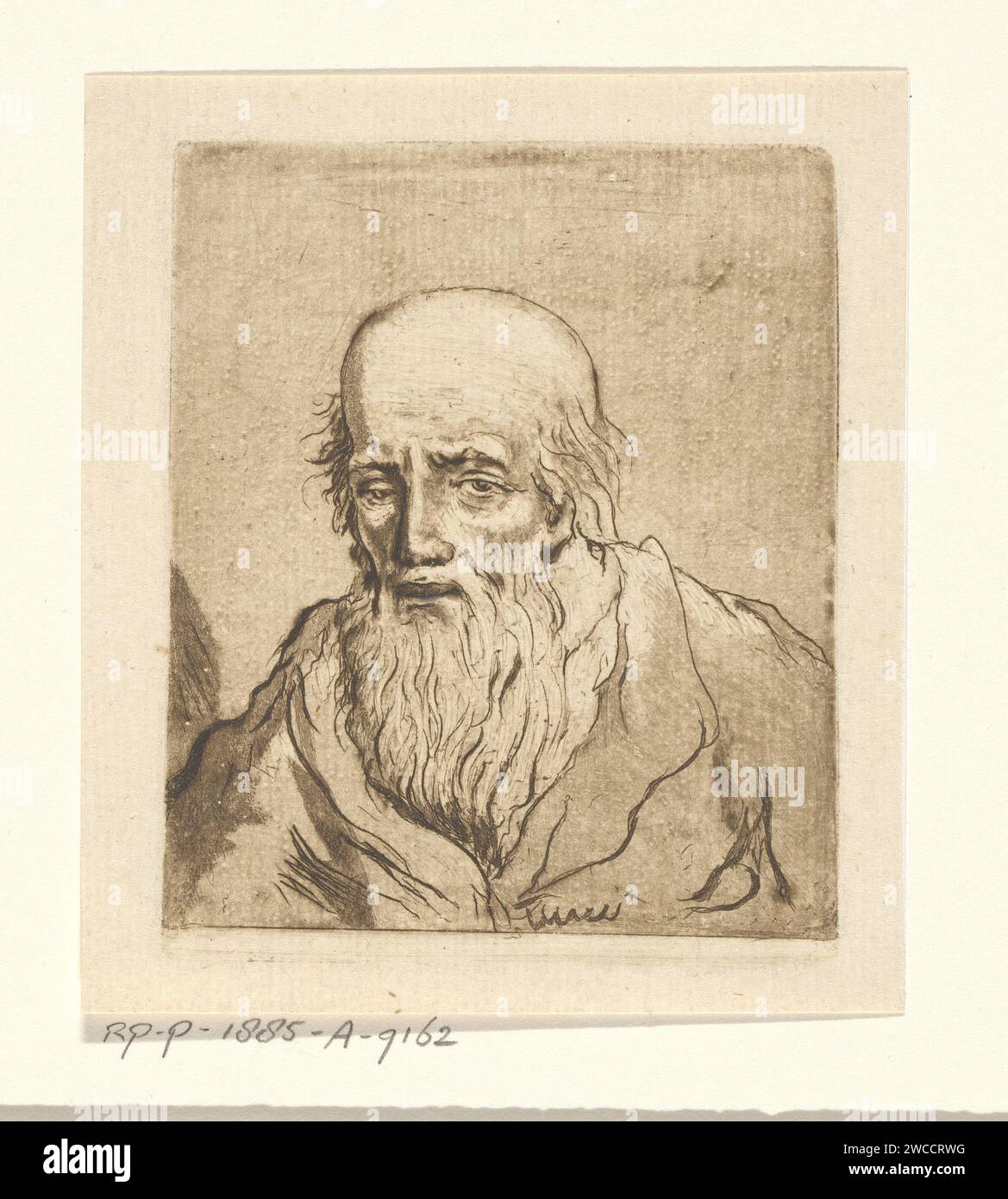 Bust of an old man with beard, anonymous, 1600 - 1700 print paper ...