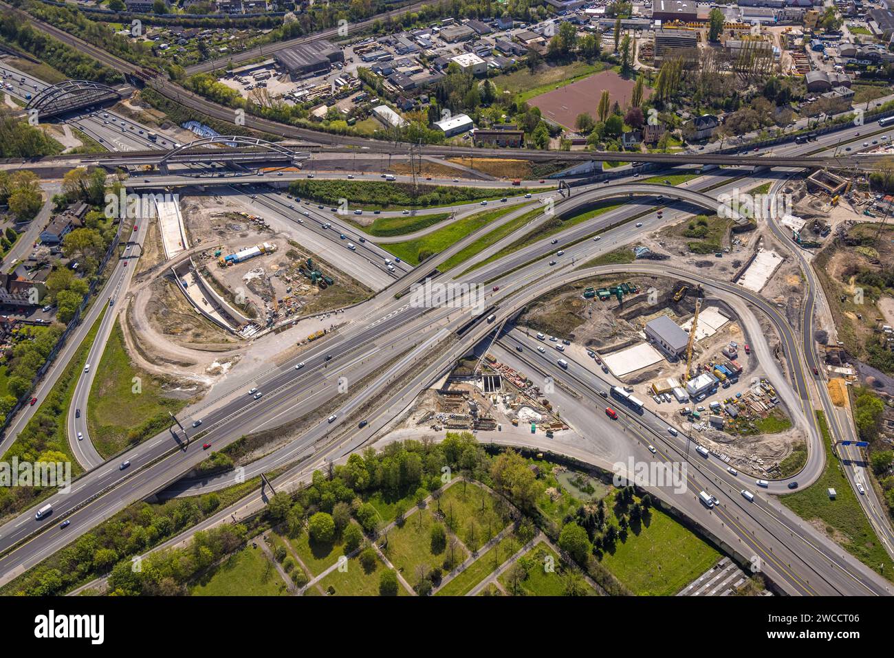 Aerial view, construction site at Herne interchange, A43 and A42 ...