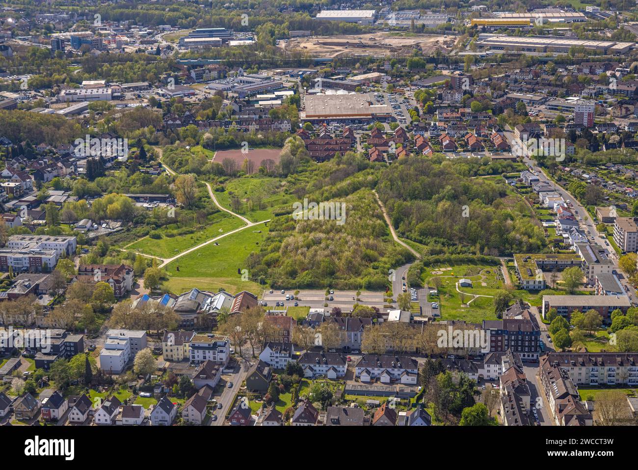 Aerial view, Flottmannpark, Herne-Süd, Herne, Ruhr area, North Rhine ...
