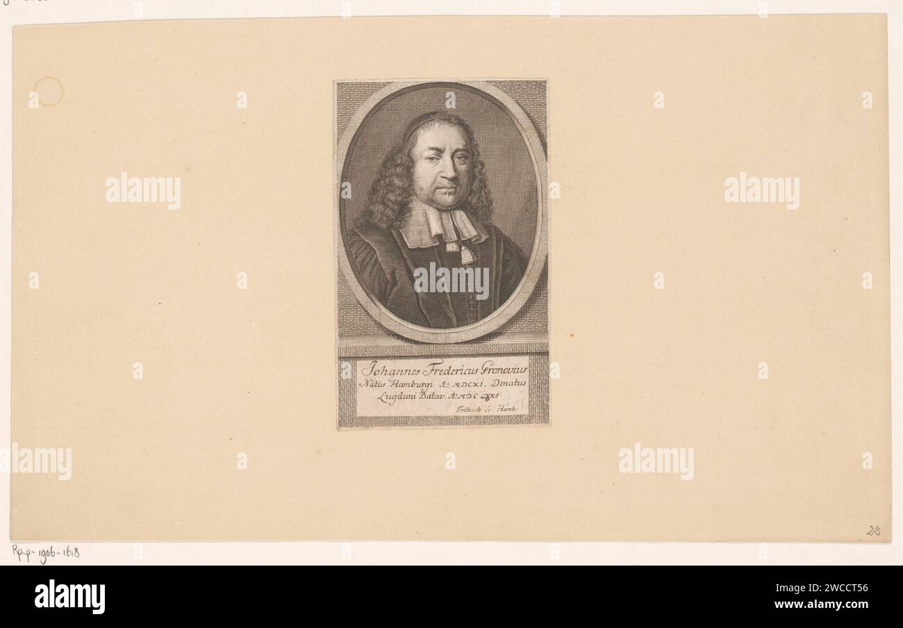 Portrait van Johann Friedrich Gronovius, Christian Fritzsch, after ...