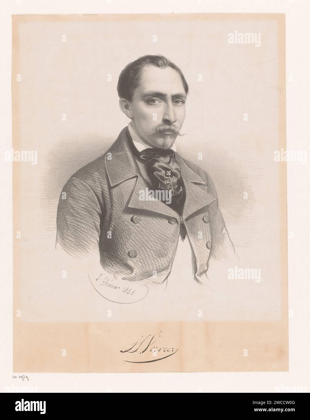 Portrait of Salomon Leonardus Verveer, Louis Ghémar, 1845 print paper ...