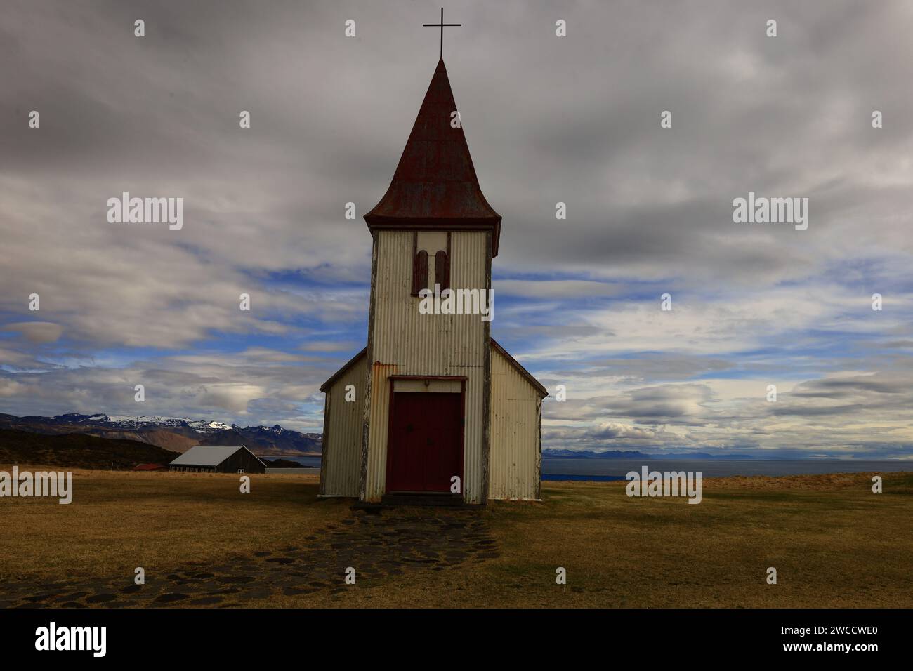 View on the Hellnar Church in the Snæfellsnes Peninsula, Iceland Stock ...