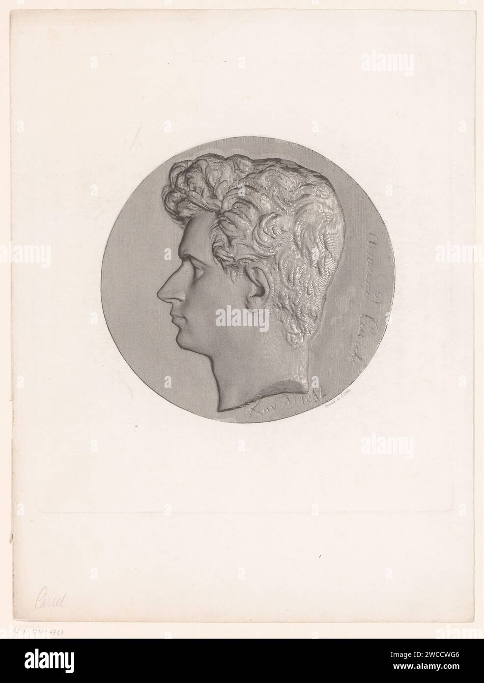 Medaillon met portret van Armand Carrel, Achille Collas (possibly ...