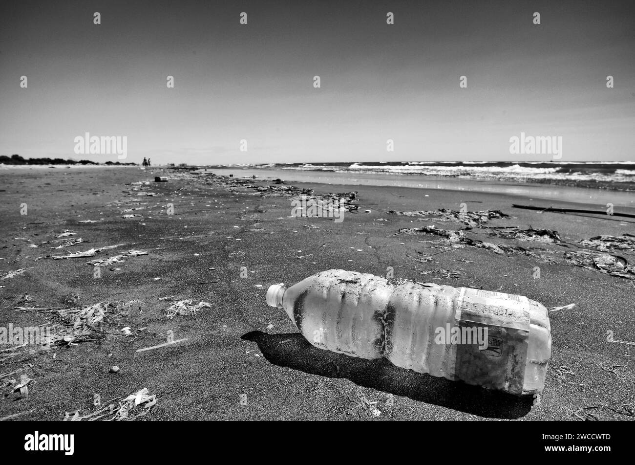 Bonelli (Ro), Po River delta, Italy,a plastic bottle on the beach Stock ...