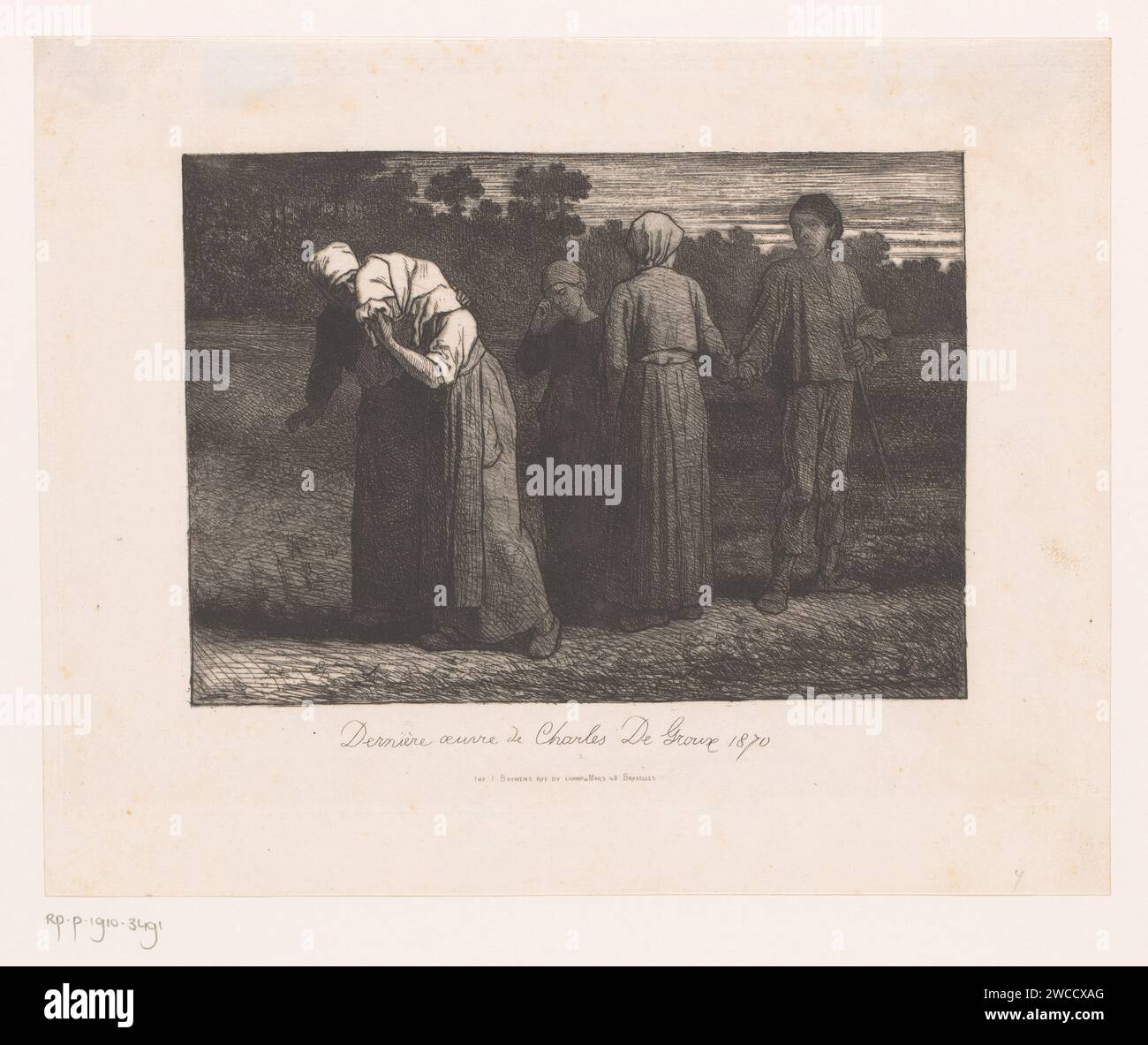 Crying women say goodbye to a man, Charles de Groux, 1870 print ...