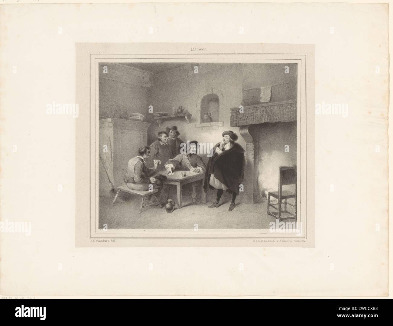 Card players in Herberg, Franciscus Bernardus Waanders, After Jean Baptiste Madou, 1840 - 1843 ...