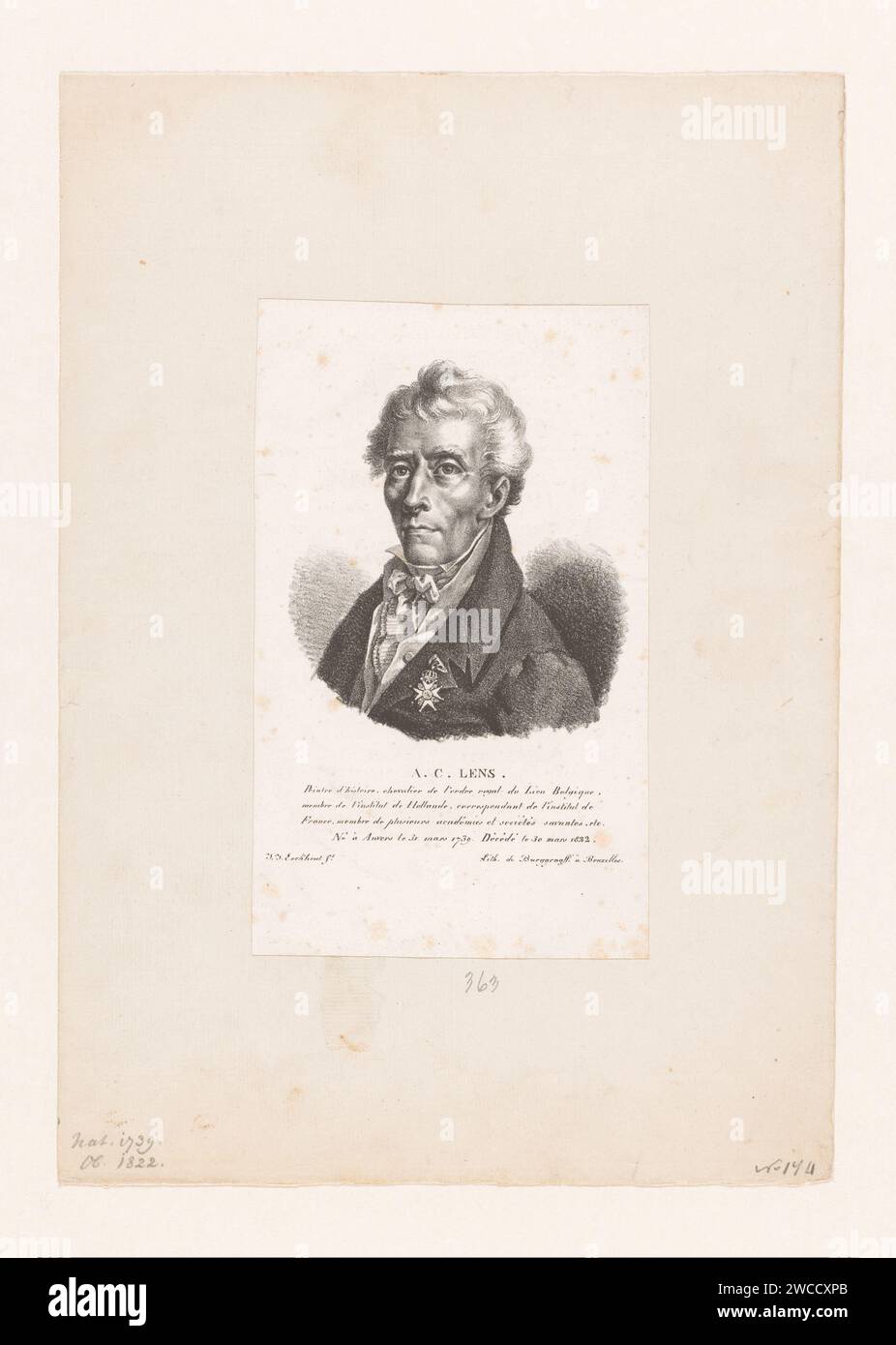 Portrait of Andries Lens, Guillaume Philidor van den Burggraaff, after ...