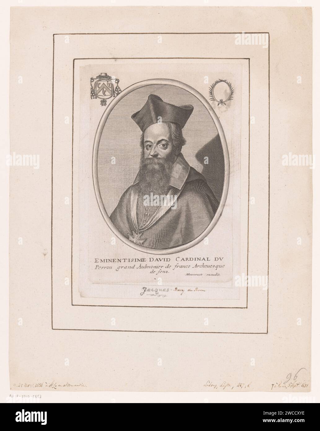 Portret van Jacques Davy du Perron, Anonymous, Balthazar Moncornet ...