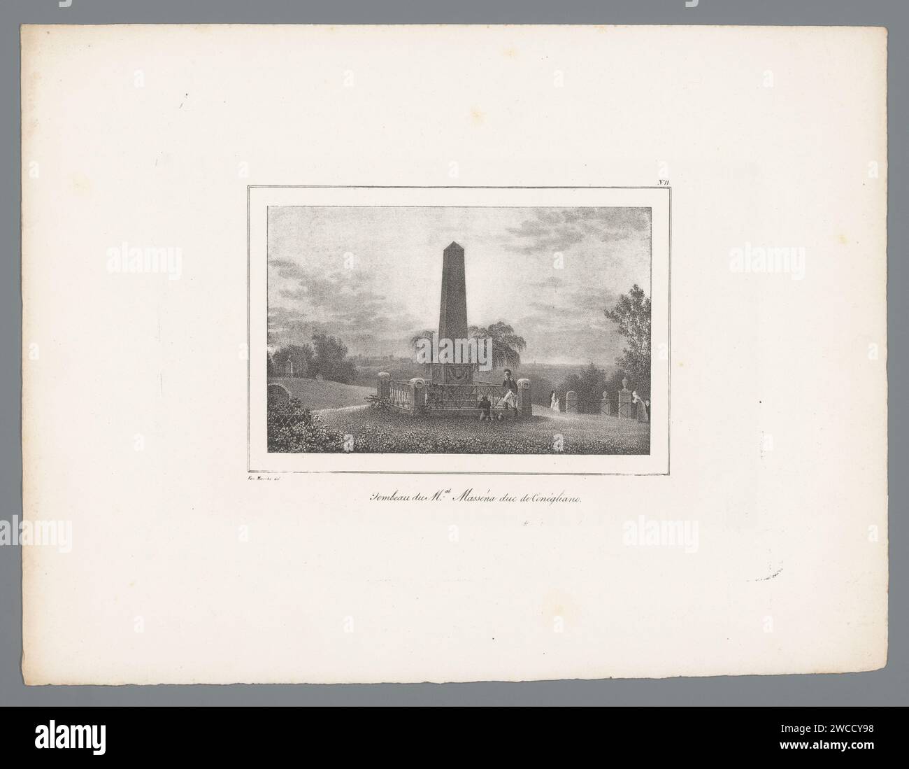View of Masséna's burial monument, Jean Baptiste Van Marcke, 1808 - 1849 print Numbered at the ...