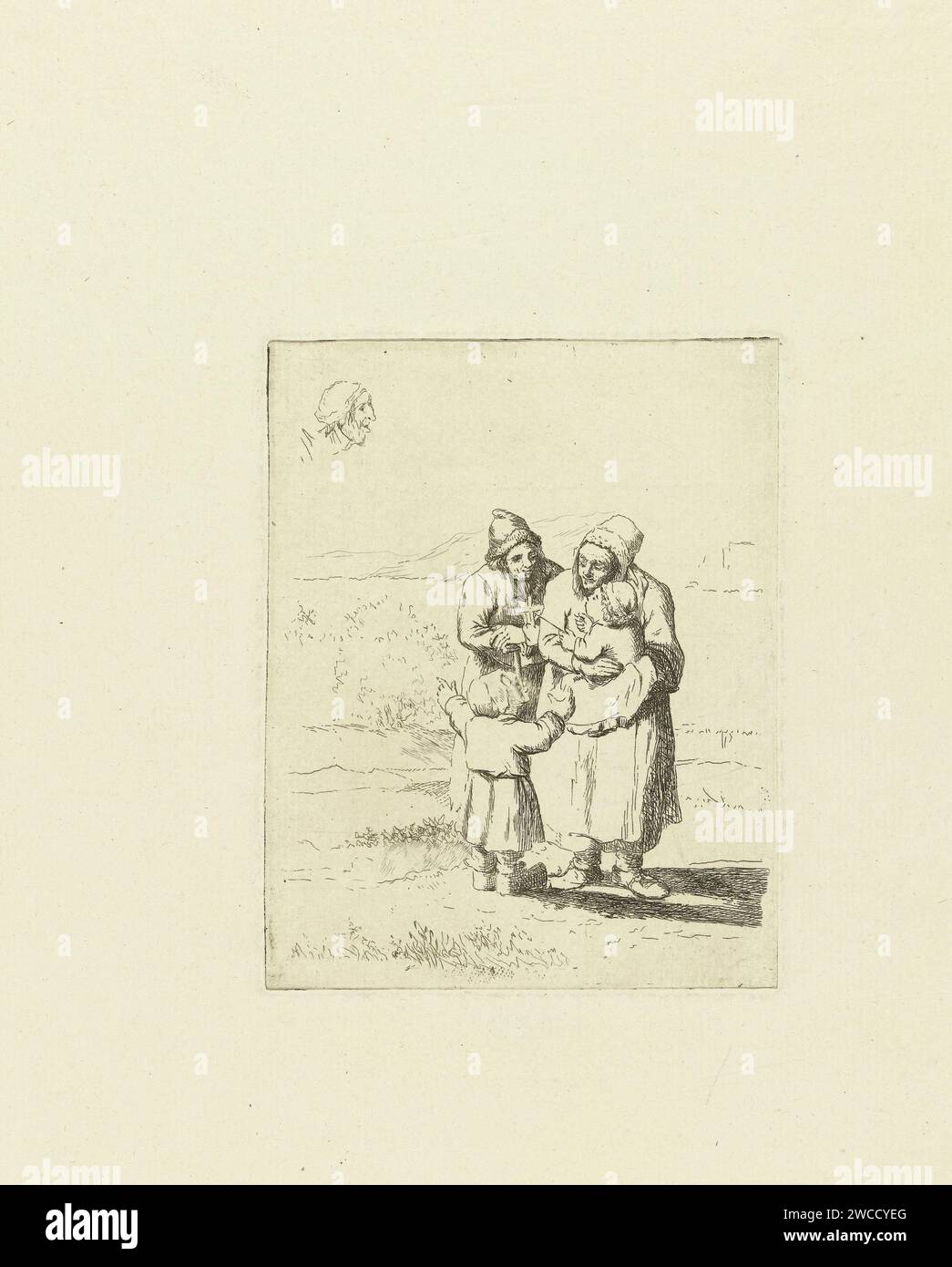 Study sheet with family with two children, Marie Lambertine Coclers ...