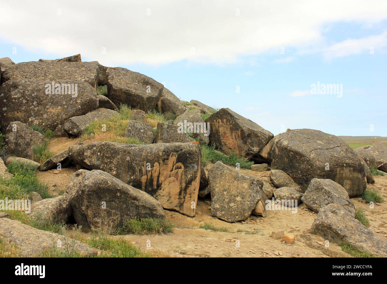 Azerbaijan. 05.15.2017 Ancient stone paintings in the Gobustan region ...