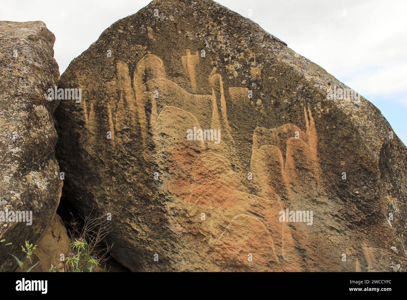 Azerbaijan. 05.15.2017 Ancient stone paintings in the Gobustan region ...