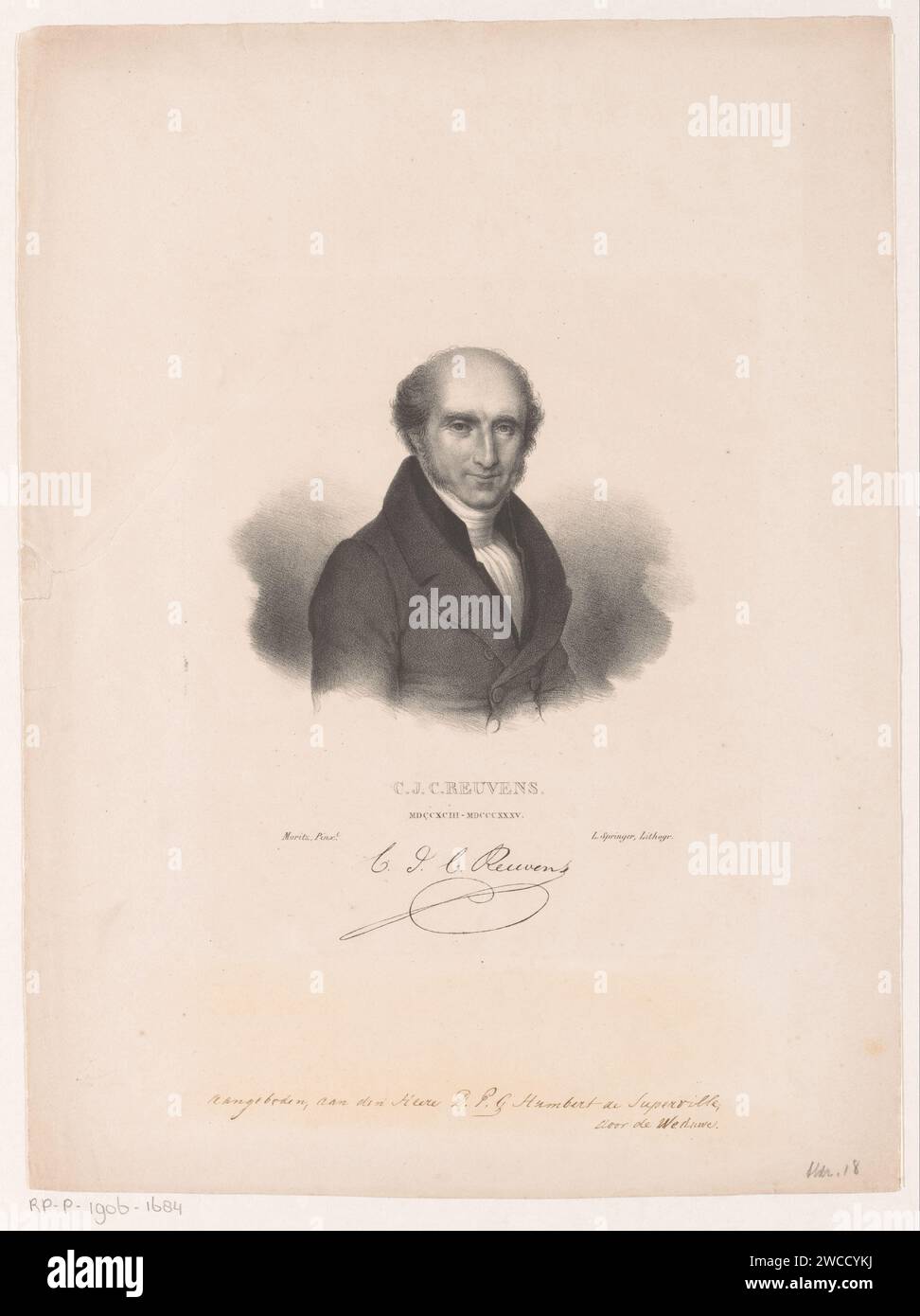 Portrait of Caspar Jacob Christiaan Reuvens, Leendert Springer (I ...