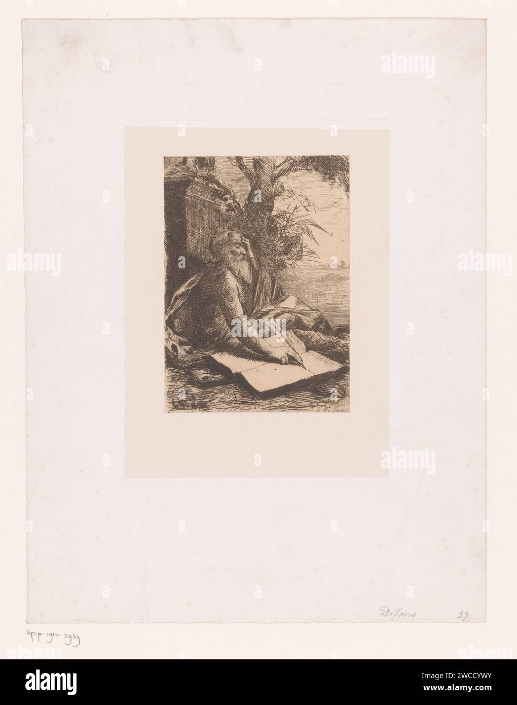 Writing poet in a landscape, Edouard de Jans, 1865 - 1910 print The ...