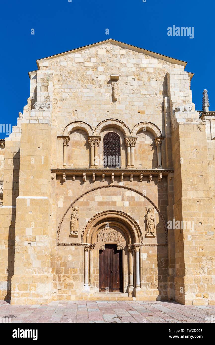 Facade of the Basilica of San Isidoro in the city of Leon, in Spain ...