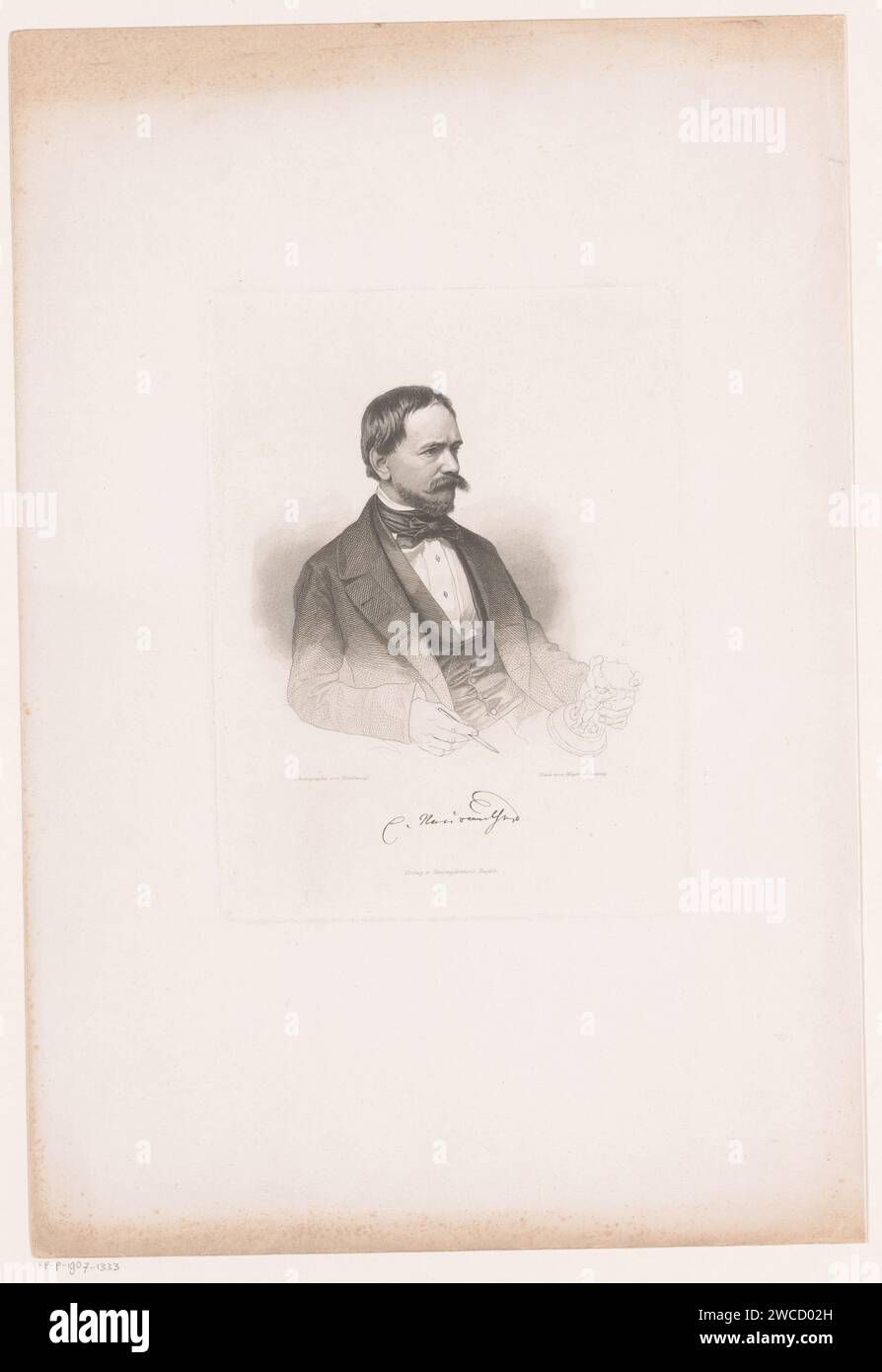 PortraT van Gottfried von Neureuther, August Weger, 1855 - 1892 print Leipzig paper steel ...