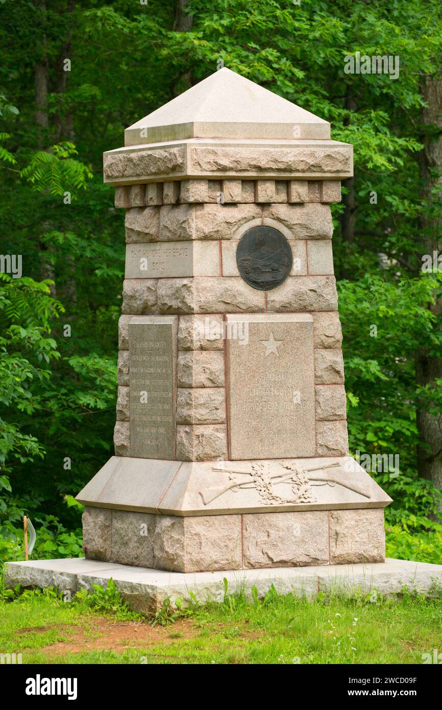 7th Ohio Infantry monument, Gettysburg National Military Park, Pennsylvania Stock Photo - Alamy
