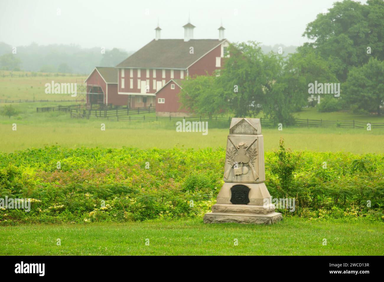 7th Michigan Infantry monument to Codori Farm barn, Gettysburg National ...