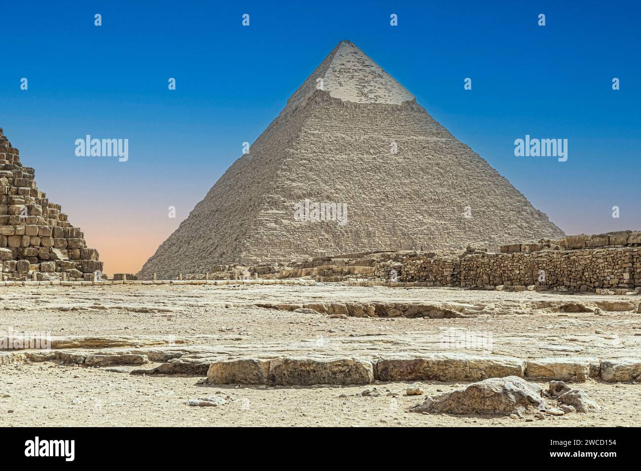 View with the Pyramid of Cheops, the biggest from the site of the great ...