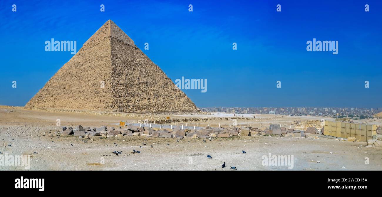 View with the Pyramid of Cheops, the biggest from the site of the great ...