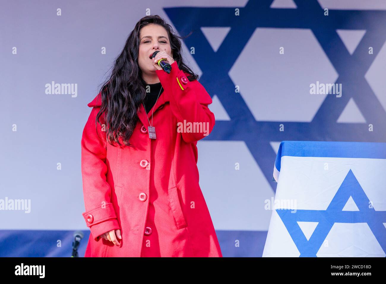 Trafalgar Square, London, UK. 14th January 2024. Israeli singer, Miri ...