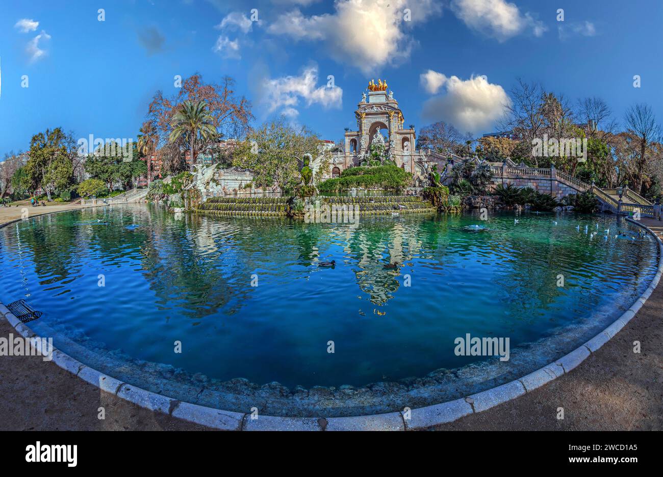 BARCELONA, SPAIN - FEB. 27, 2022: The waterfall building of the ...