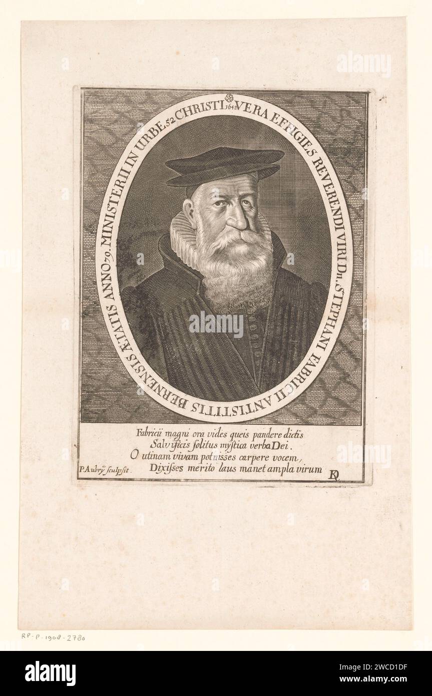 Portret van Stephan Fabricius, Peter Aubry (3), 1656 print Strasbourg ...
