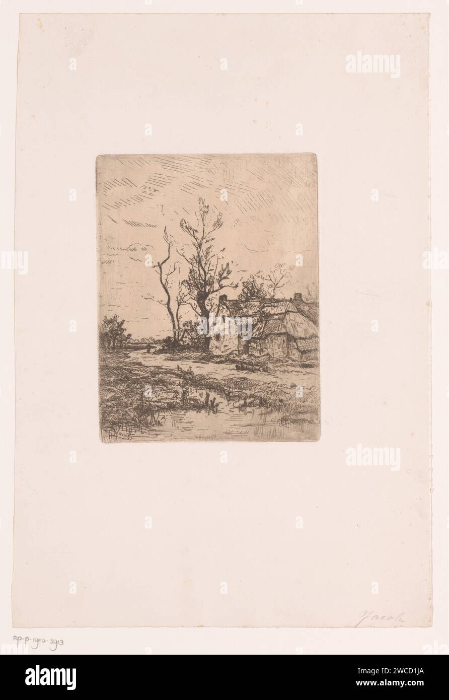 Landscape with farm, Louis Adolphe Jacobs, 1865 - 1910 print paper ...
