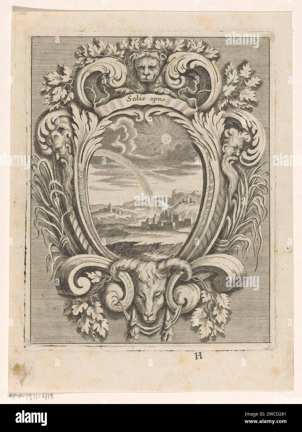 Sunshine and rainbow, Gabriel Ehinger, 1695 print Cartouche with emblem ...