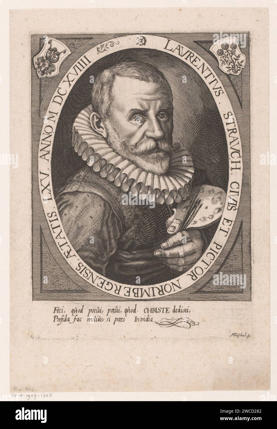 Portrait van Lorenz Strauch, Hans Troschel, 1619 - 1628 print Germany ...