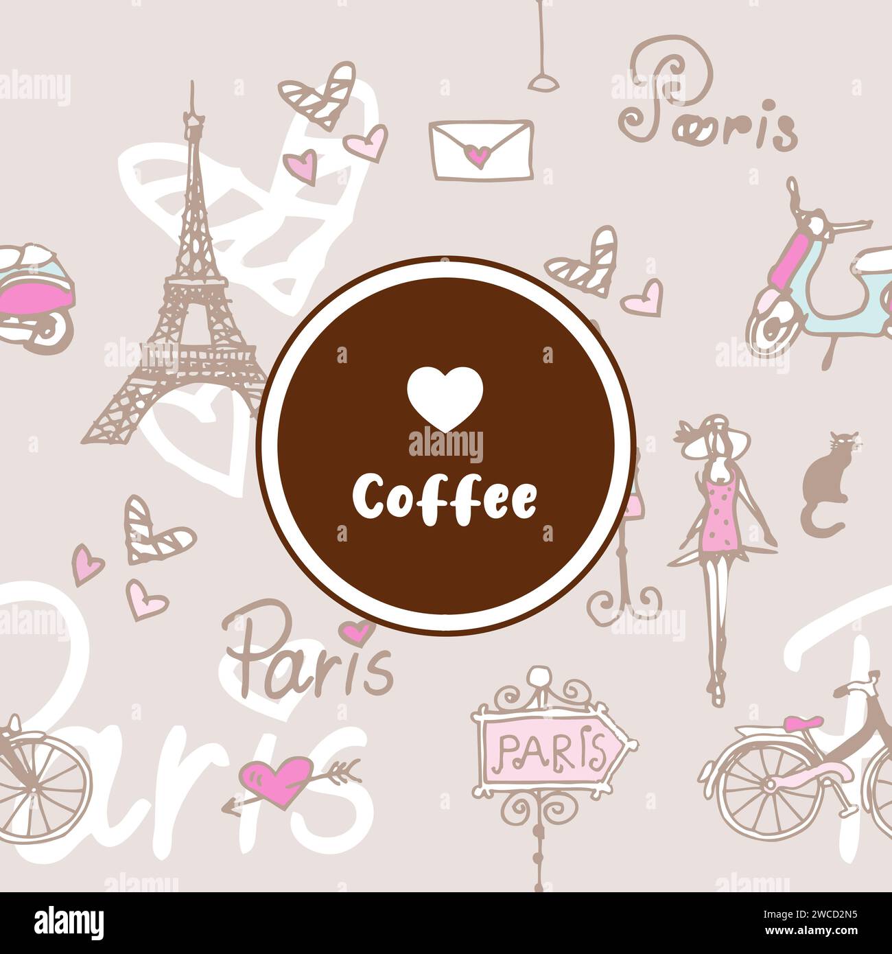 Coffee Paris background label Stock Vector Image & Art - Alamy