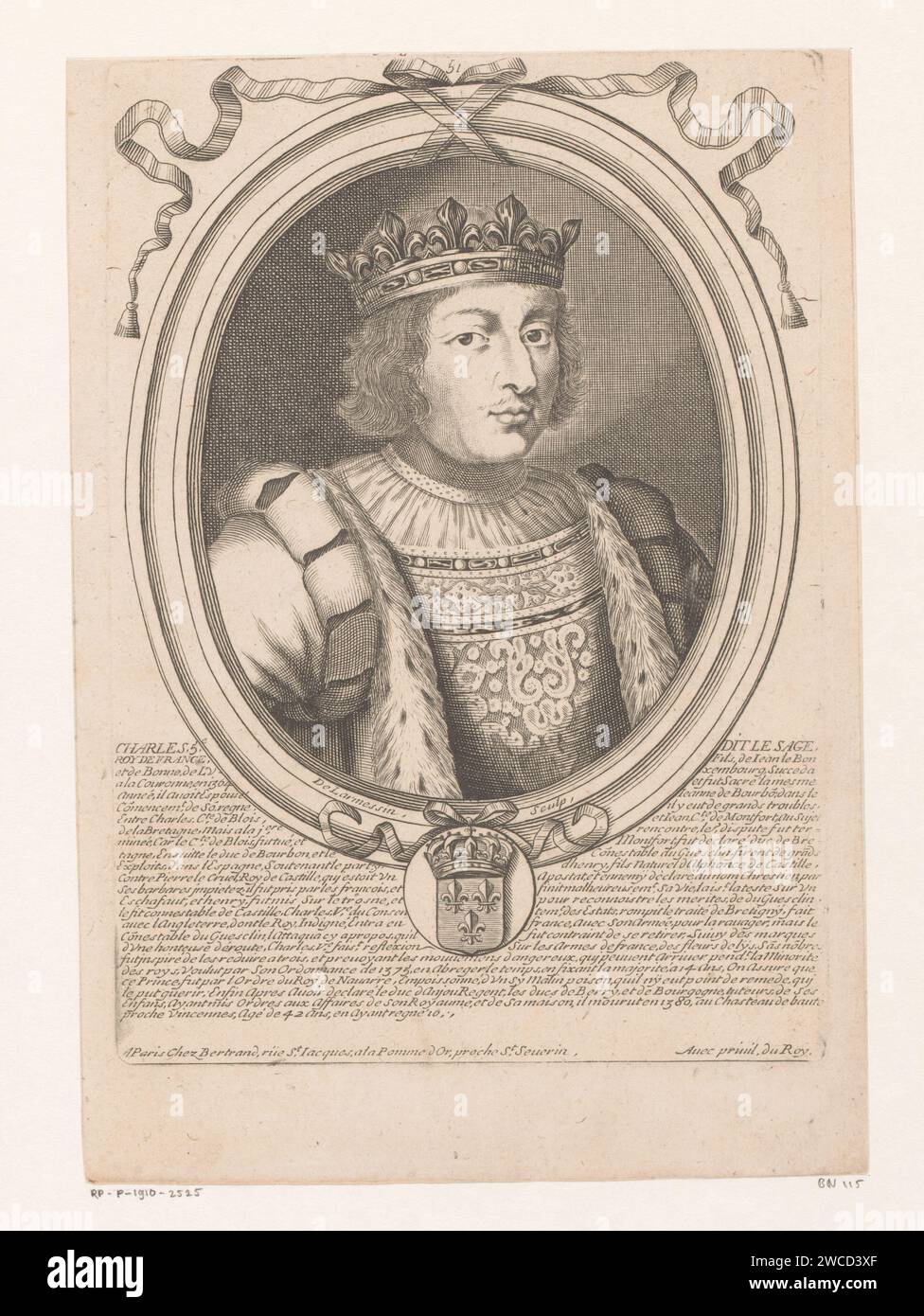 Portrait of Charles V, King of France, Nicolas de Larmessin (I), 1642 ...