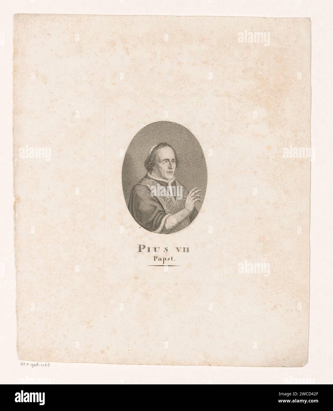 Portret is Paus Pius VII, C.A. Burckhardt, 1800 - c. 1850 print Germany ...