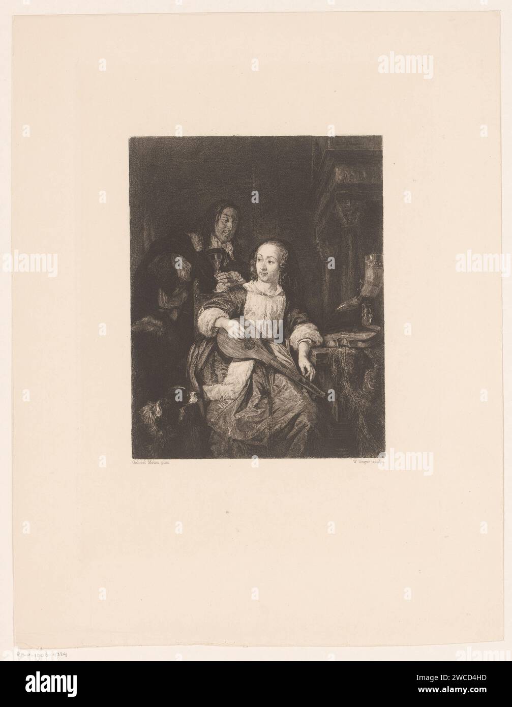 Young woman who votes a Cister, William Unger, After Gabriël Metsu ...